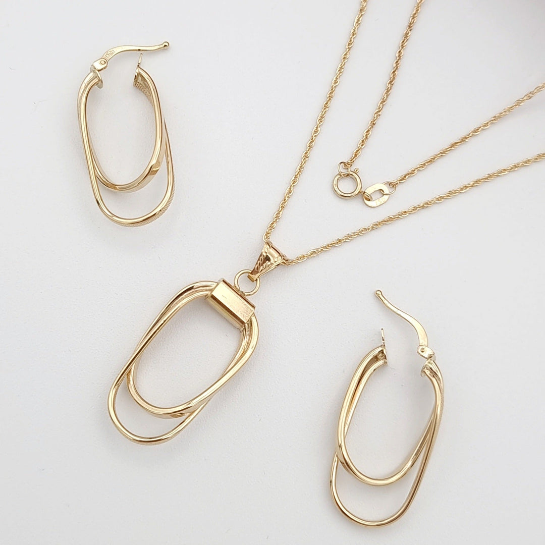 18K Pure Gold Double Oval Jewelry Set – Hamsa Gold