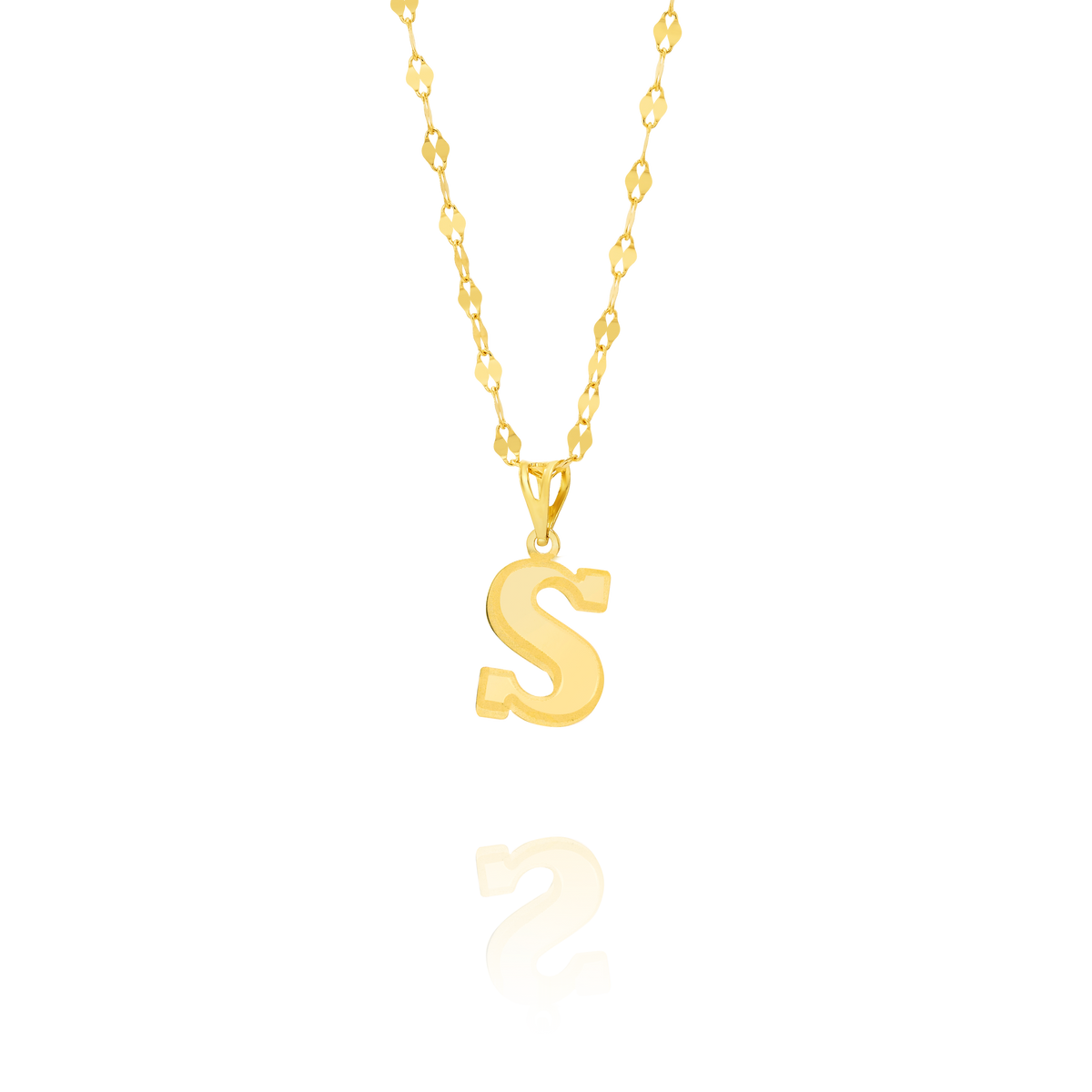18K Real Gold Letter S Necklace – Hamsa Gold