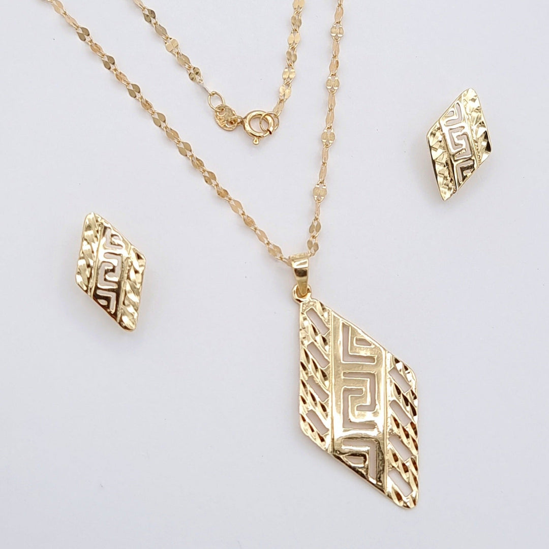 18K Pure Gold Diamond Shape Jewelry Set – Hamsa Gold