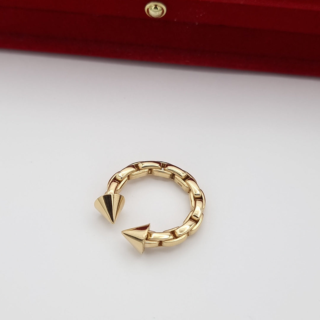18K Pure Gold Arrow Linked Ring – Hamsa Gold