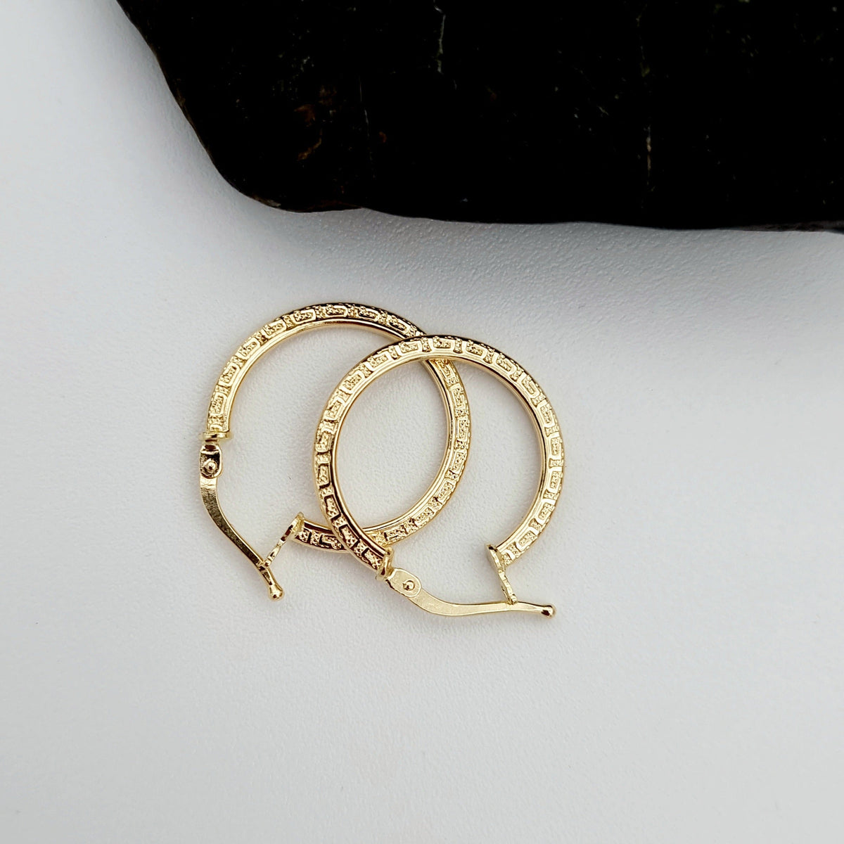 18K Real Gold Round Hoop Earring Set – Hamsa Gold