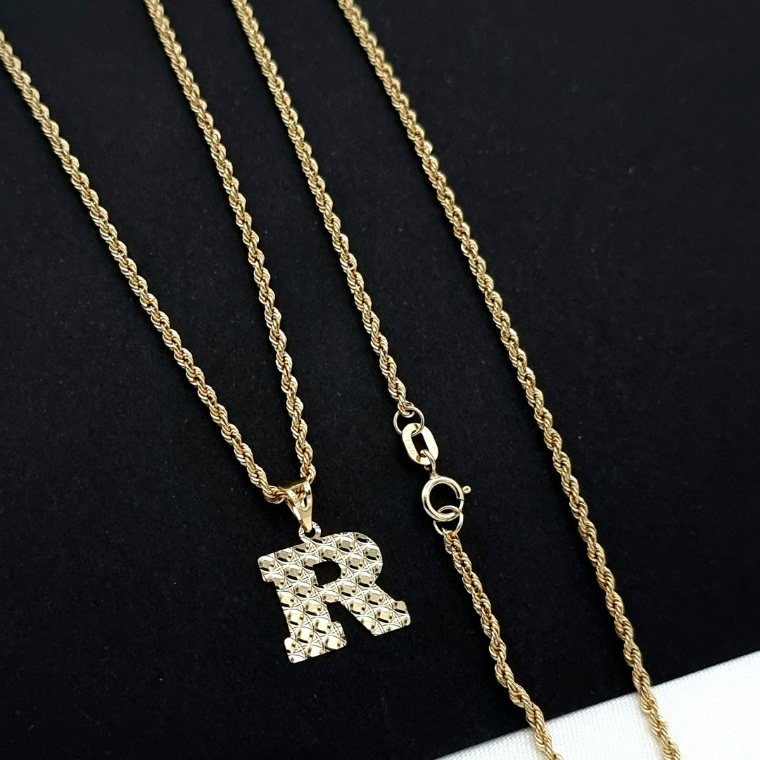 18K Pure Gold Letter R Necklace – Hamsa Gold