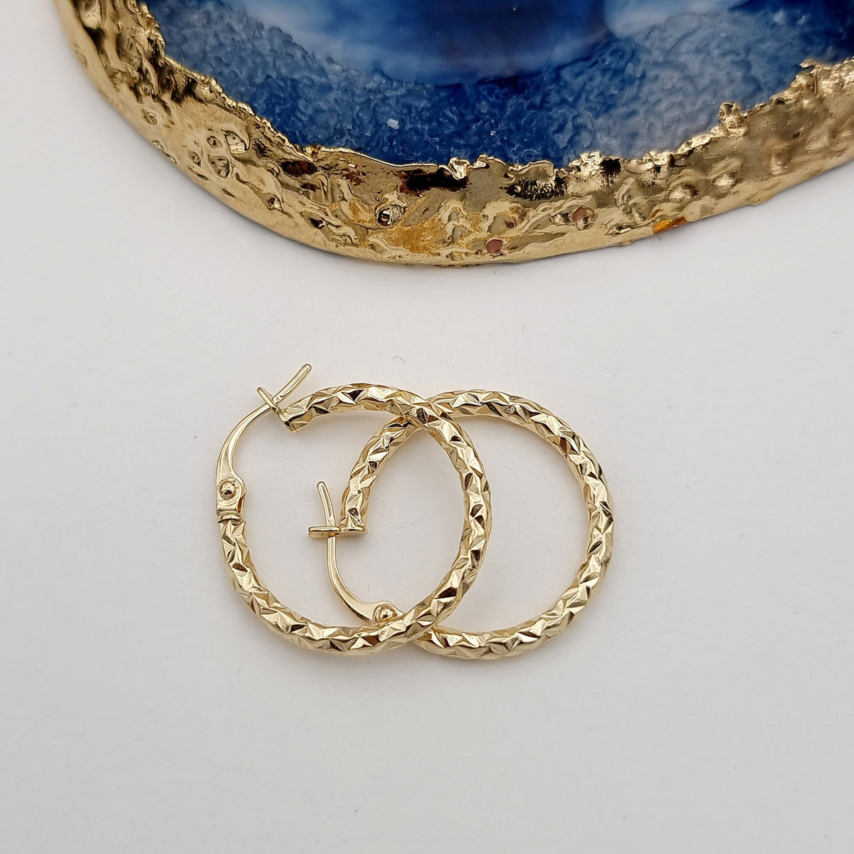 18K Real Gold Round Earrings – Hamsa Gold
