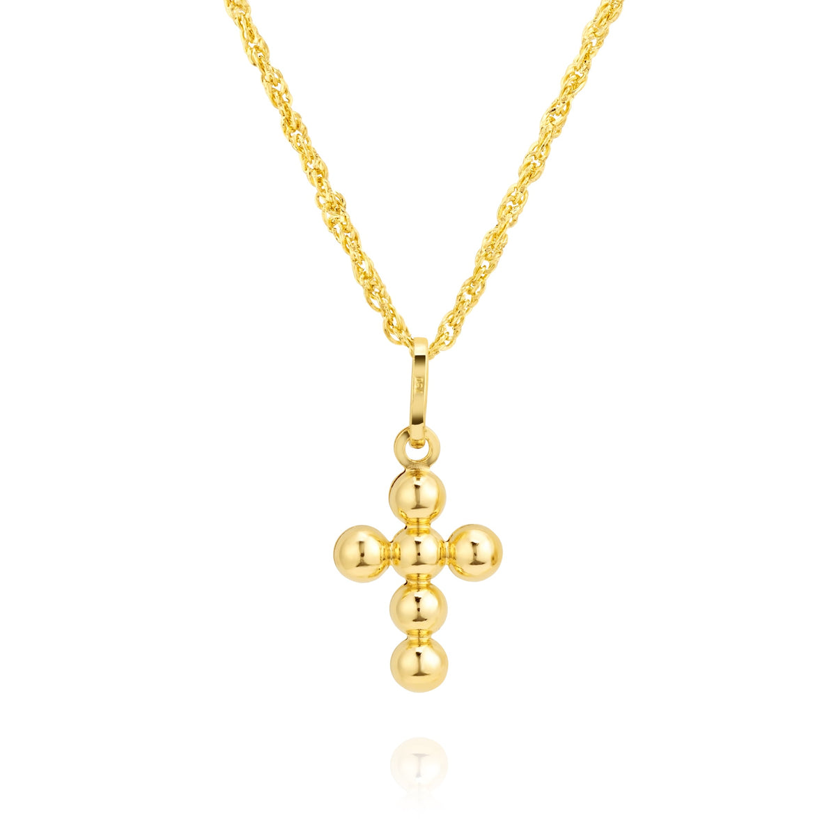 18K Pure Gold Bubble Cross Necklace – Hamsa Gold