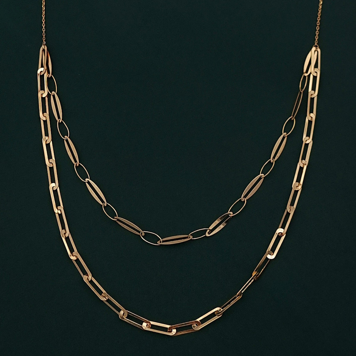 18K Real Gold 2 Layer Linked Necklace – Hamsa Gold